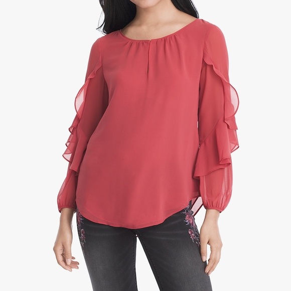 White House Black Market | Tops | Whbm Ruffle Sleeve Blouse | Poshmark